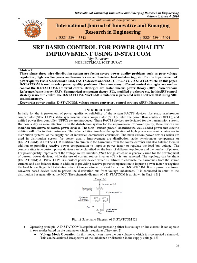 SRF Based Control For Power Quality Improvement Using D Statcom Compress | PDF | Ac Power ...