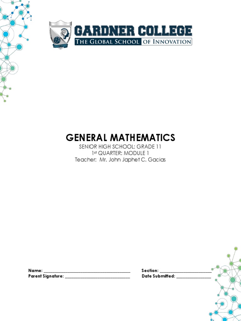 General Mathematics: Senior High School: Grade 11 1 Quarter: Module 1 ...