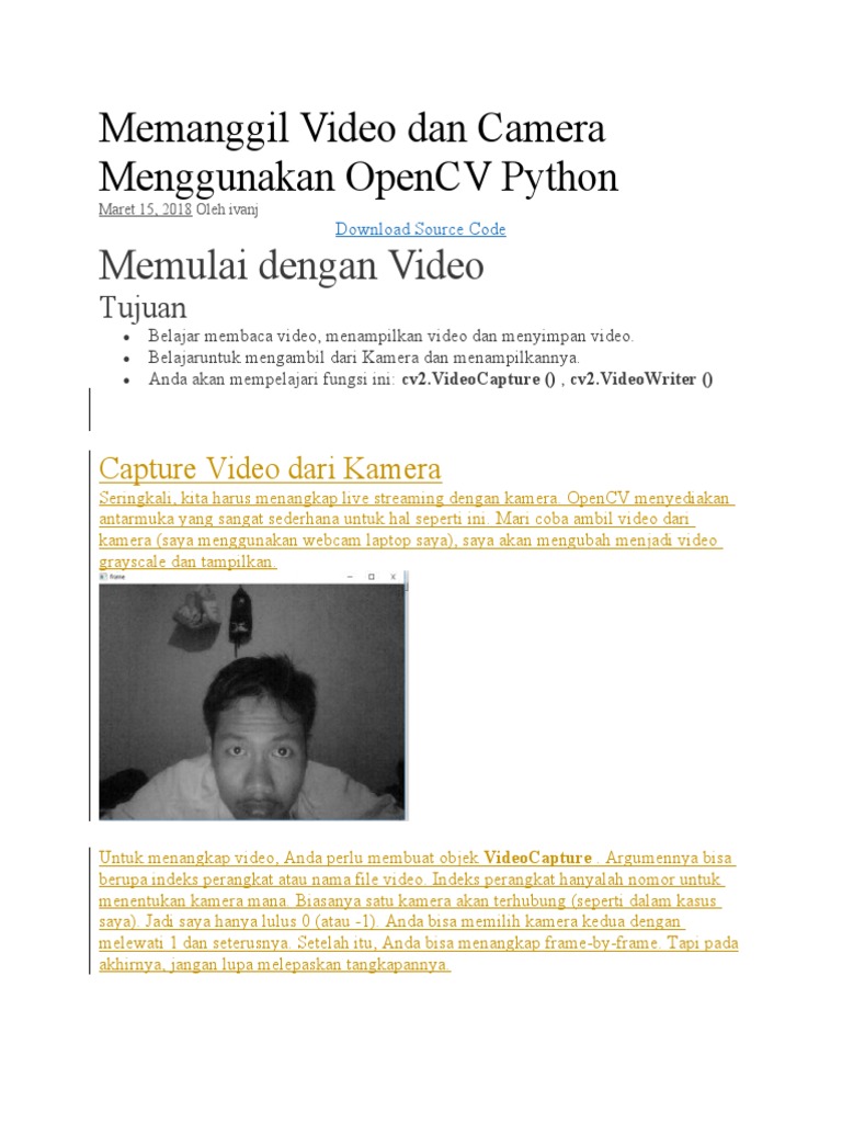 Memanggil Video Dan Camera Menggunakan OpenCV Python | PDF