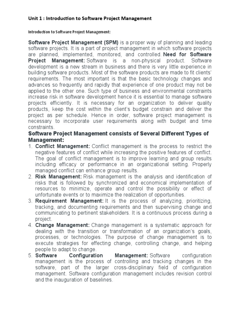 Unit 1: Introduction To Software Project Management | PDF | Project ...