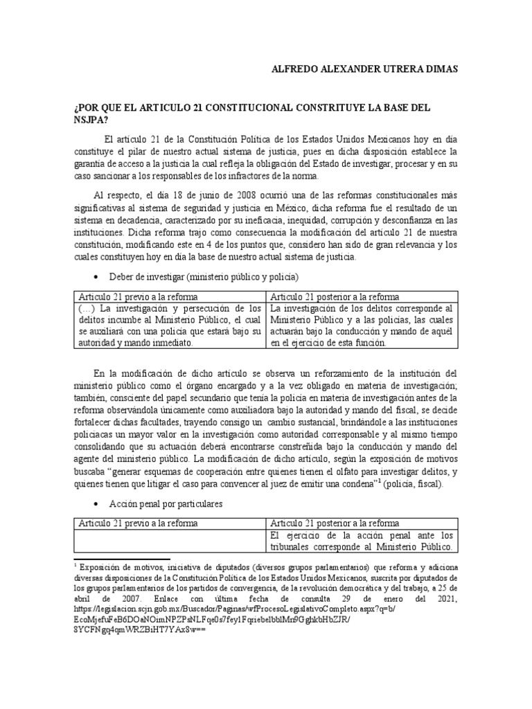Por Que El Art. 21 de La Cpeum Es La Base Del Sistema de Justicia | PDF | Federación | México