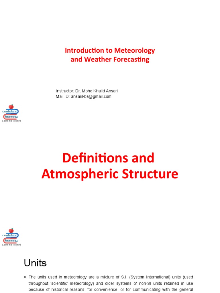 Introduction To Meteorology and Weather Forecasting: Instructor: Dr ...