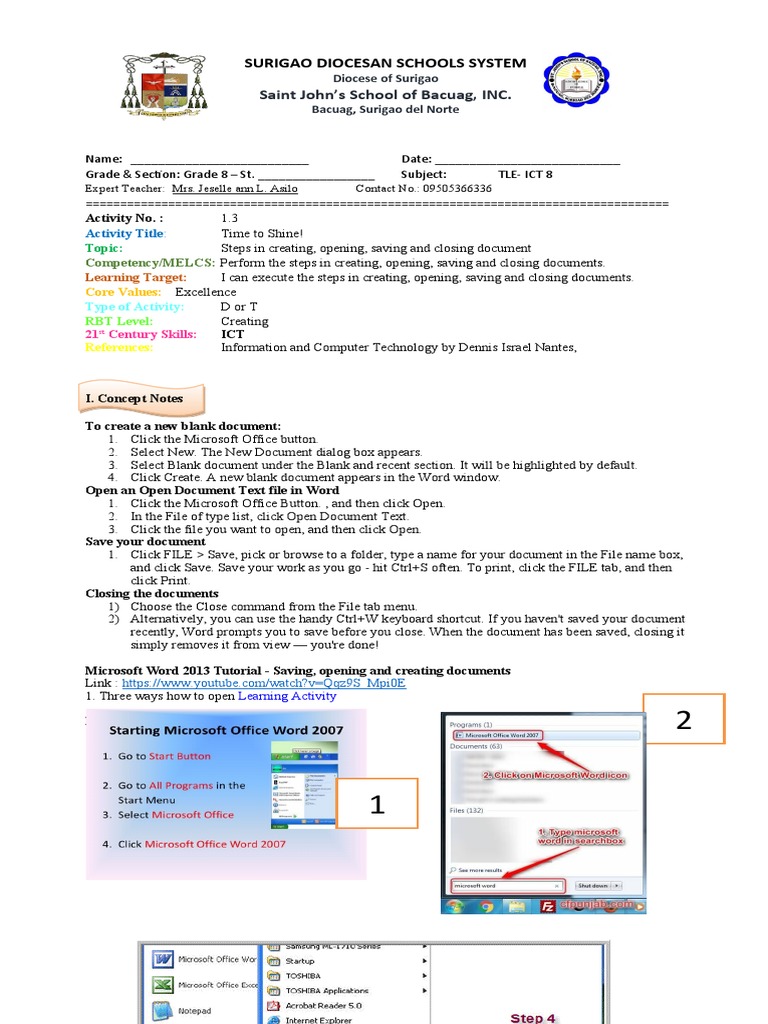 Saint John's School of Bacuag, INC.: Surigao Diocesan Schools System | PDF | Cursor (User ...
