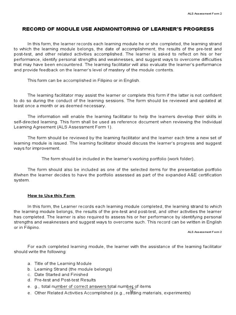 Als Assesment Form 2.long | PDF | Learning | Educational Assessment