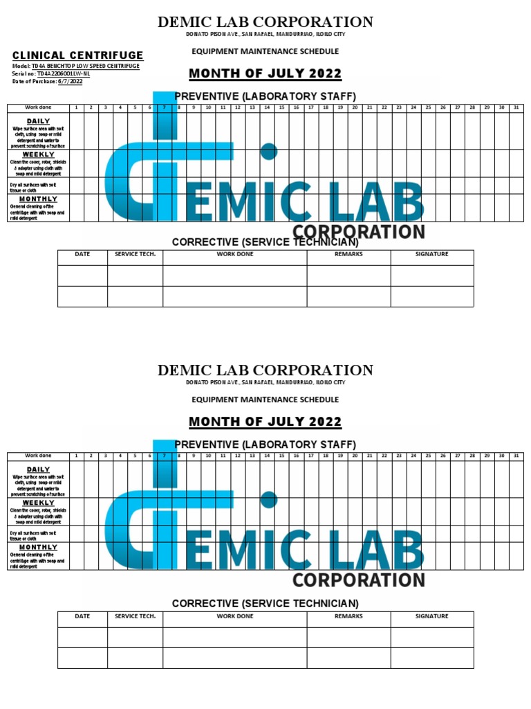 Demic Lab Corporation: Month of July 2022 | PDF | Chemical Equipment | Chemistry