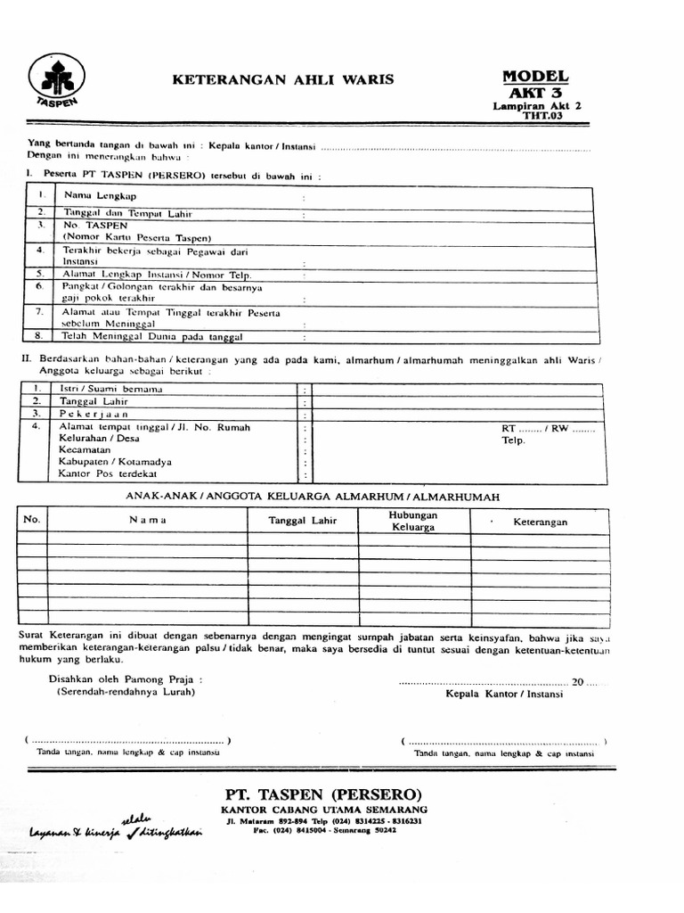 Akt 2 & 3 - Blangko Mandiri Taspen | PDF
