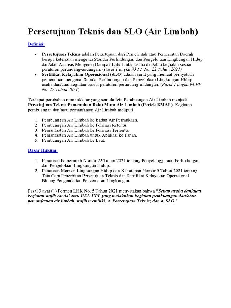 Persetujuan Teknis Dan SLO | PDF