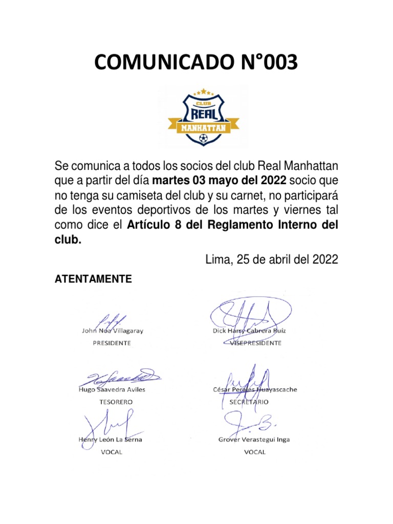 Comunicado N°003 | PDF