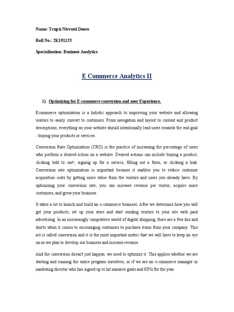 E Commerce Analytics II | PDF | E Commerce | Analytics