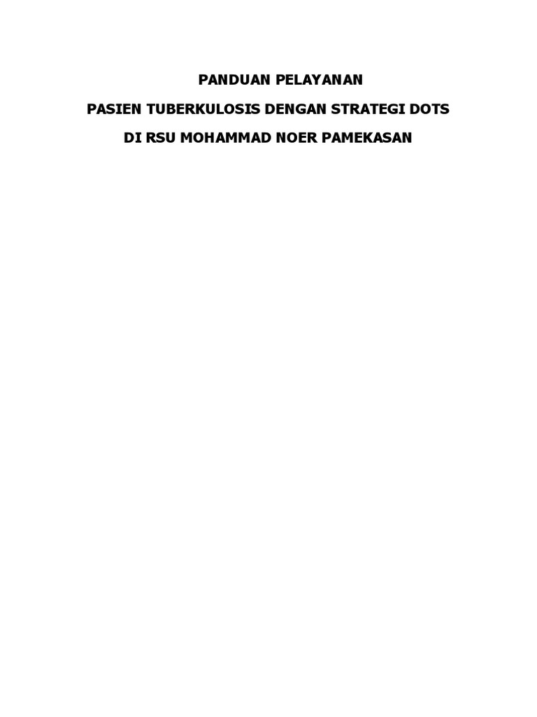 PANDUAN PELAYANAN TB DOTS RSMN PMK (Final) | PDF