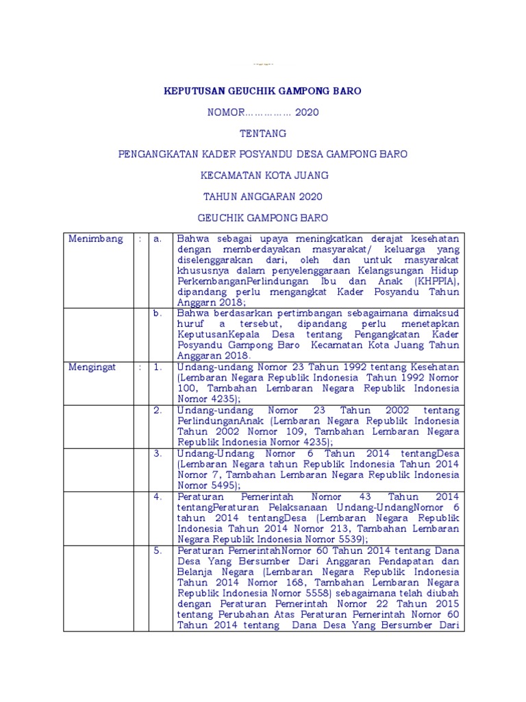 SK Posyandu GP Baro | PDF