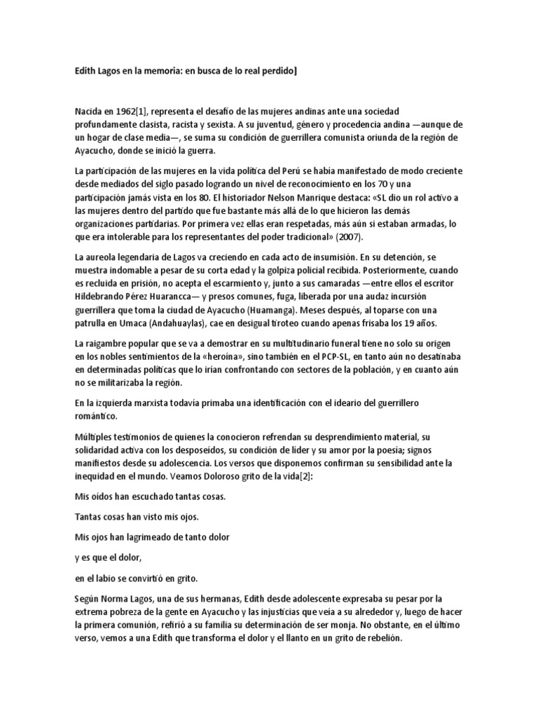 Edith Lagos Batalla Por La Memoria. | PDF