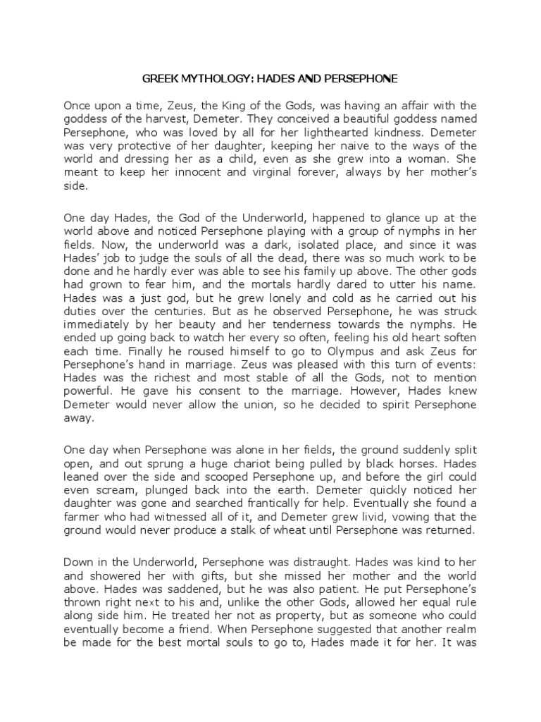 Greek Mythology: Hades and Persephone | PDF | Hades | Persephone
