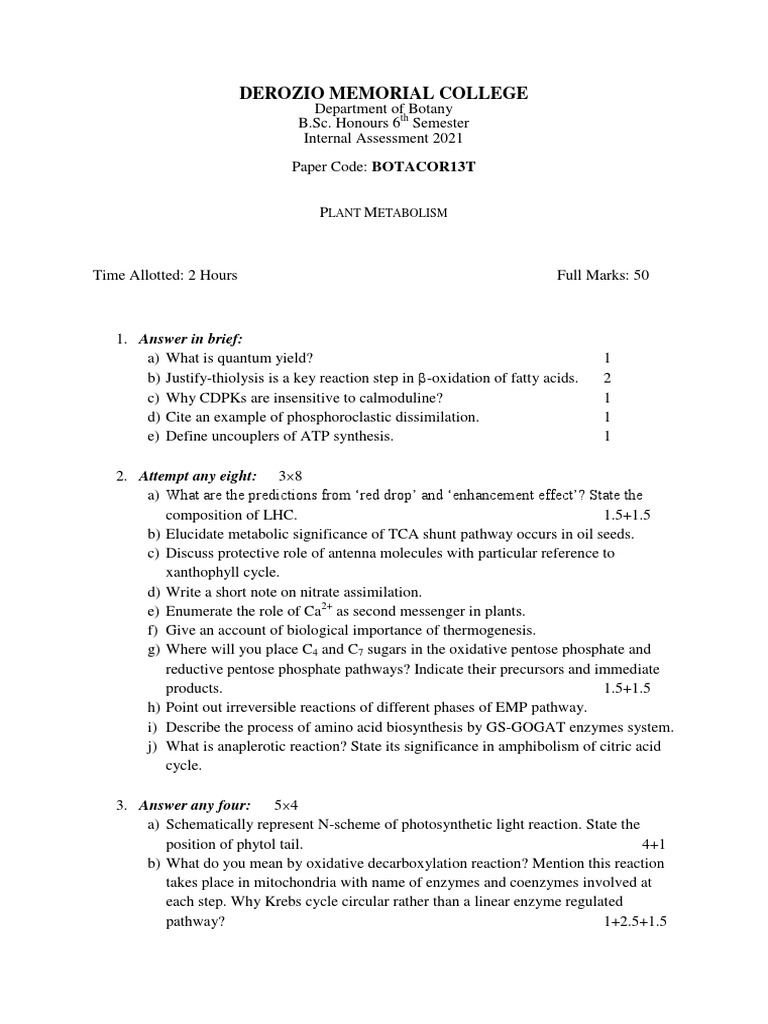 Derozio Memorial College: Lant Etabolism | PDF | Diet & Nutrition ...