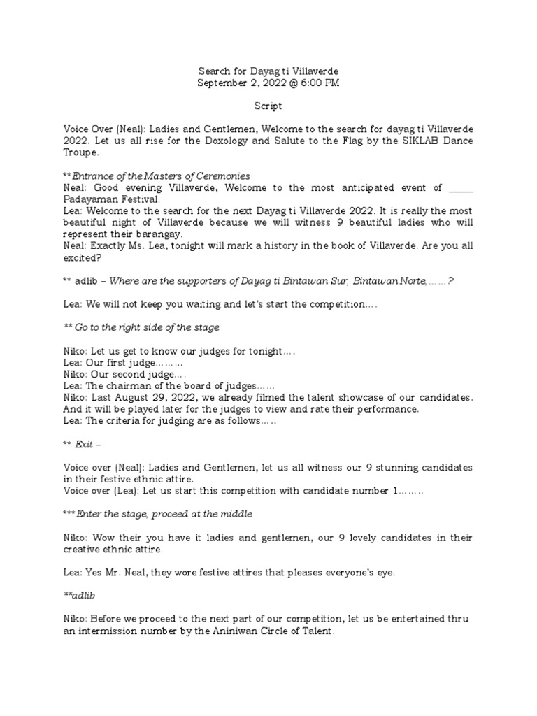 Search For Dayag Ti Villaverde MC Script | PDF