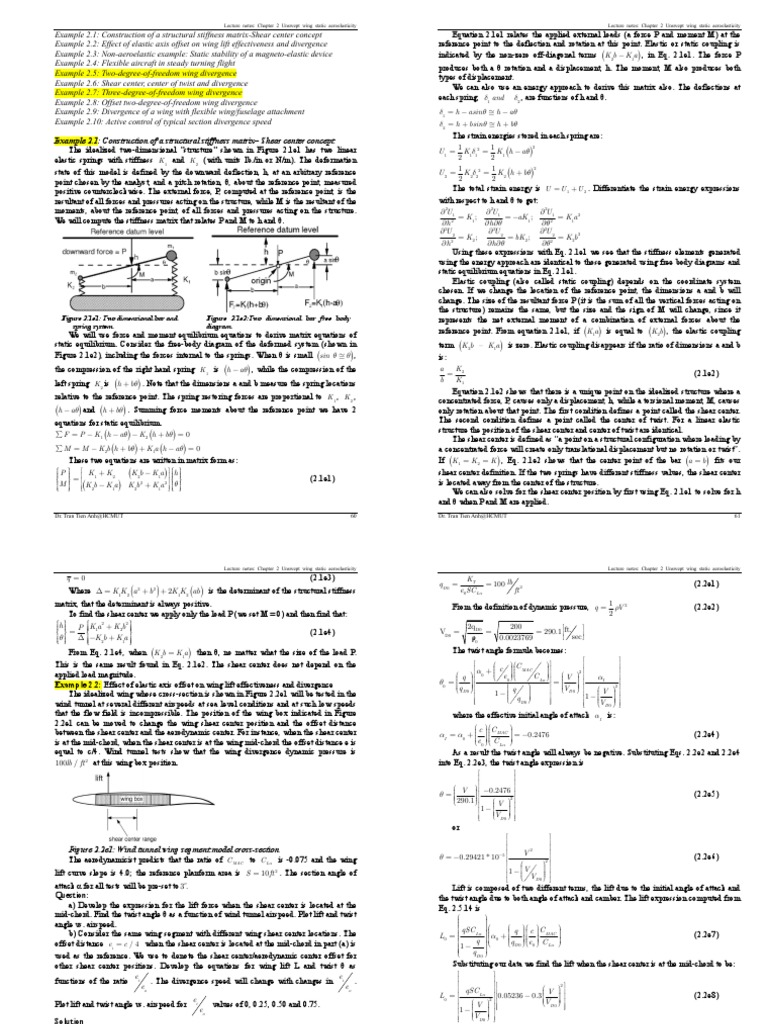2 Static Aeroelasticity-Examples | PDF | Force | Elasticity (Physics)