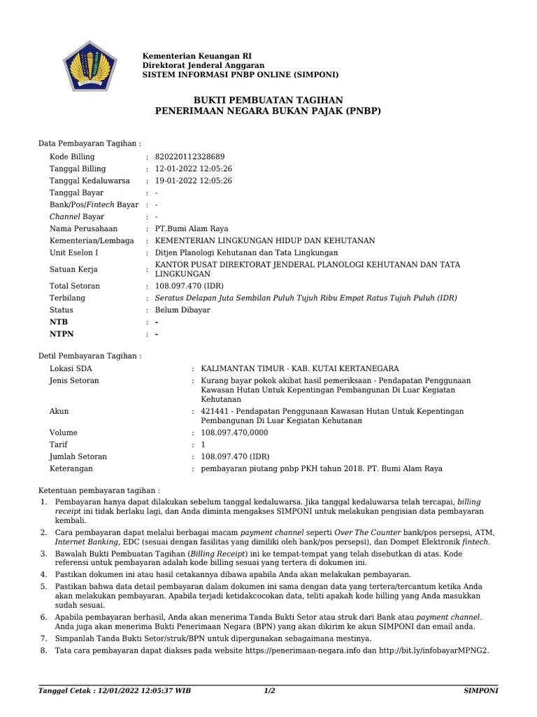 PNBP PKH PT Bar | PDF