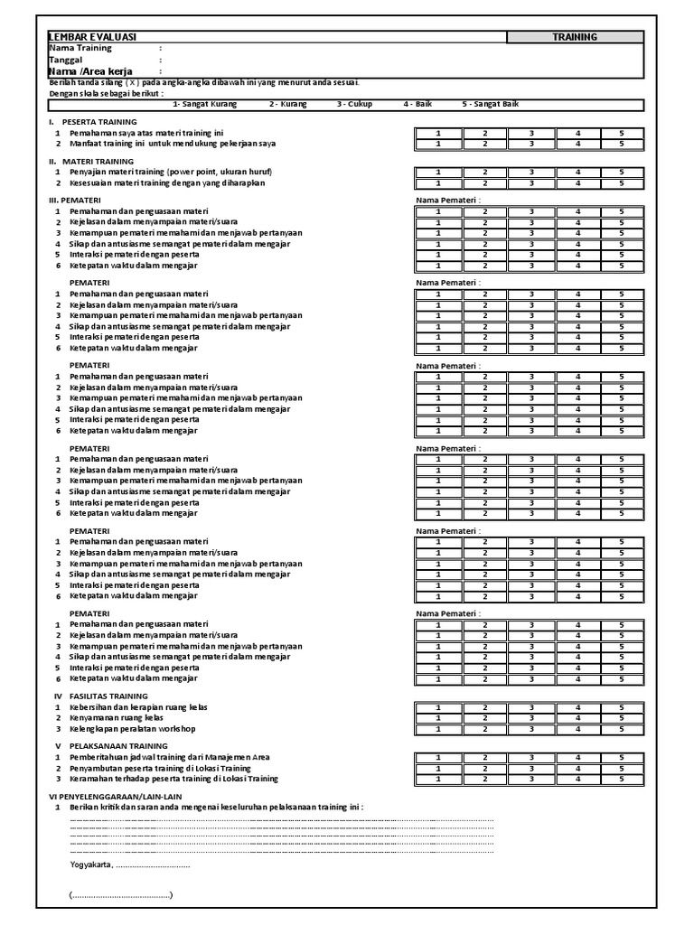 Evaluasi Training Peserta | PDF
