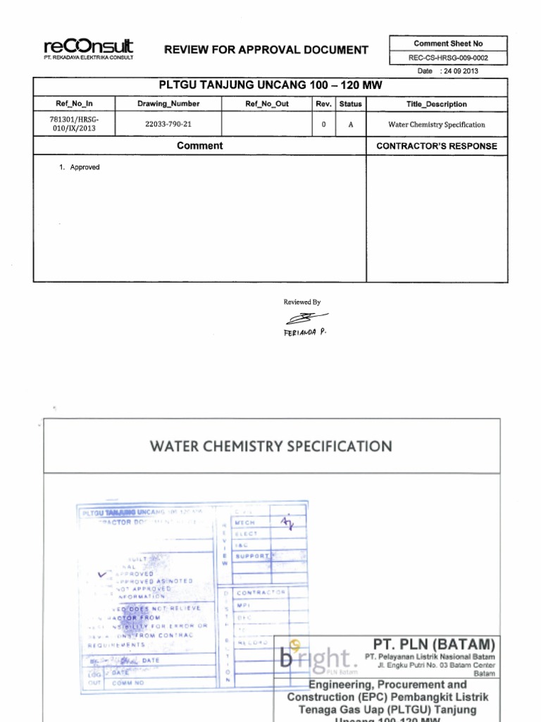 Water Chemistry Specification | PDF