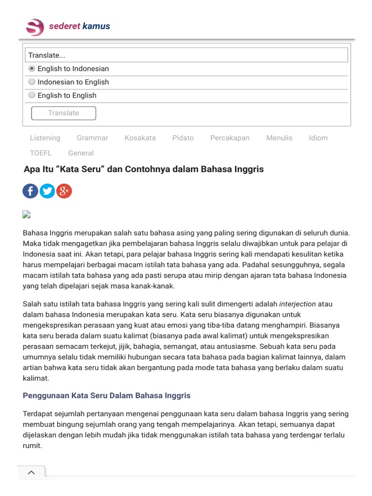 Apa Itu "Kata Seru" Dan Contohnya Dalam Bahasa Inggris | PDF