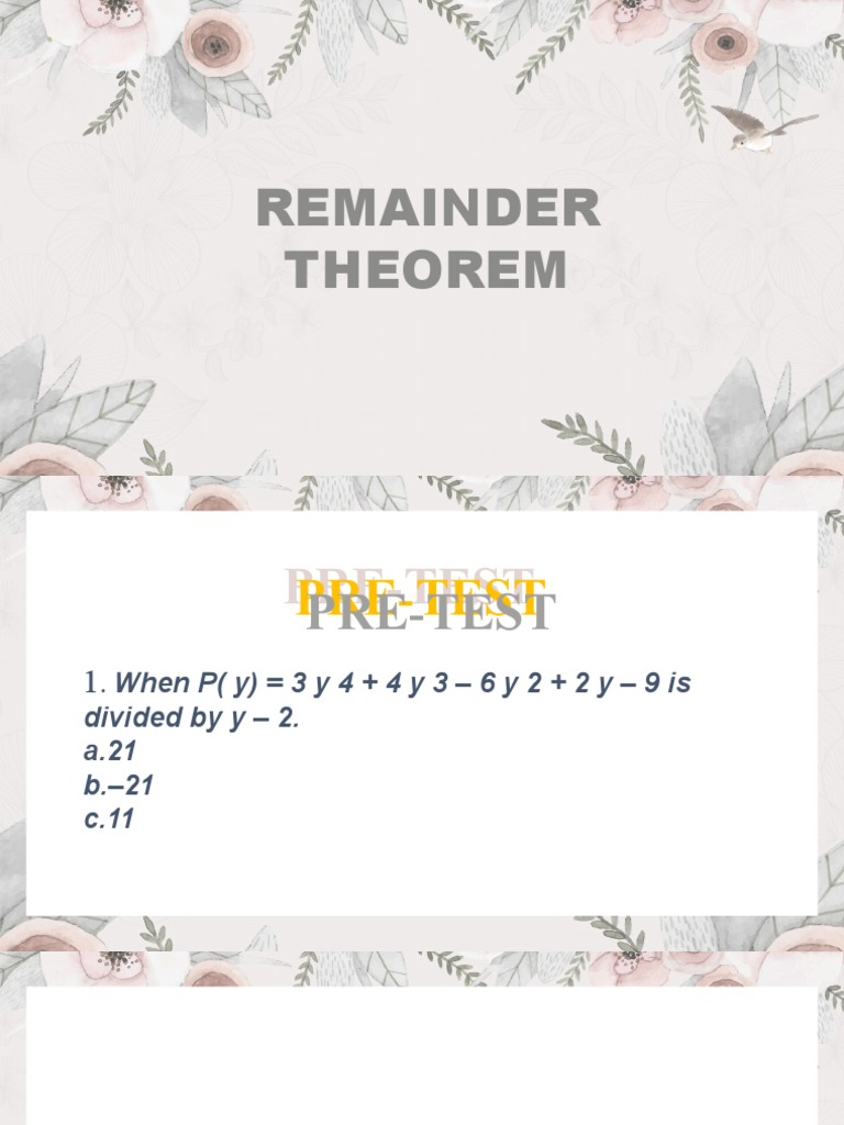 Remainder Theorem | PDF | Factorization | Mathematical Analysis