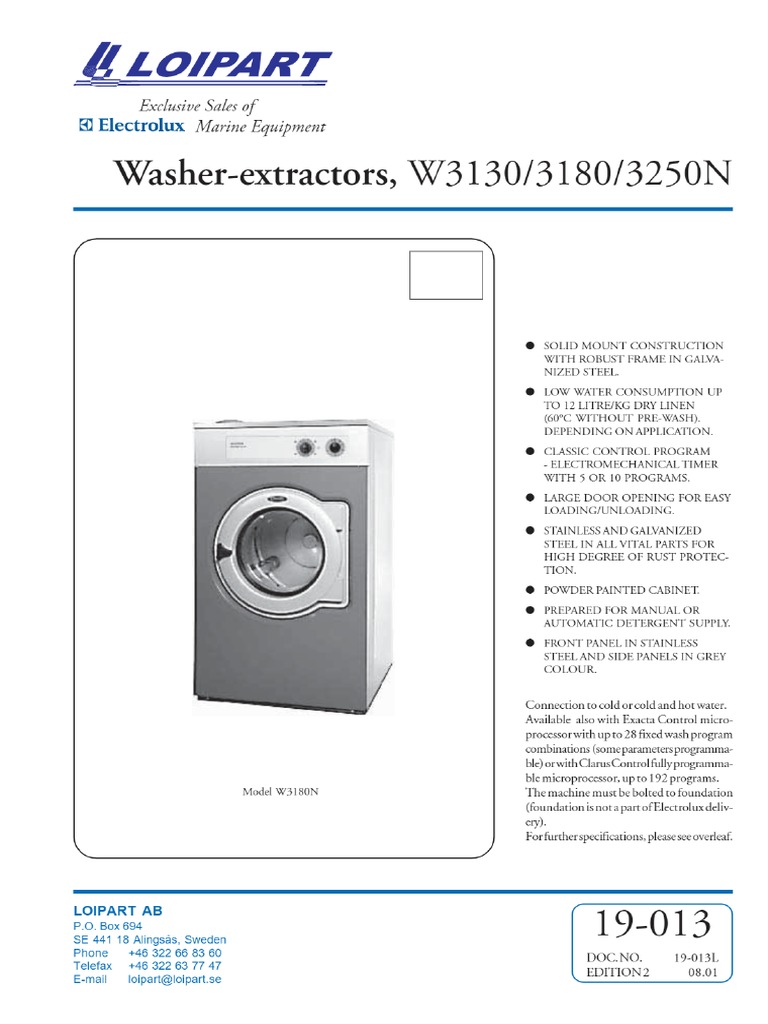 Electrolux - EW 441 F - User Manual - Washer-Extractors, W3130 - 3180 - 3250N - Manualzz | PDF