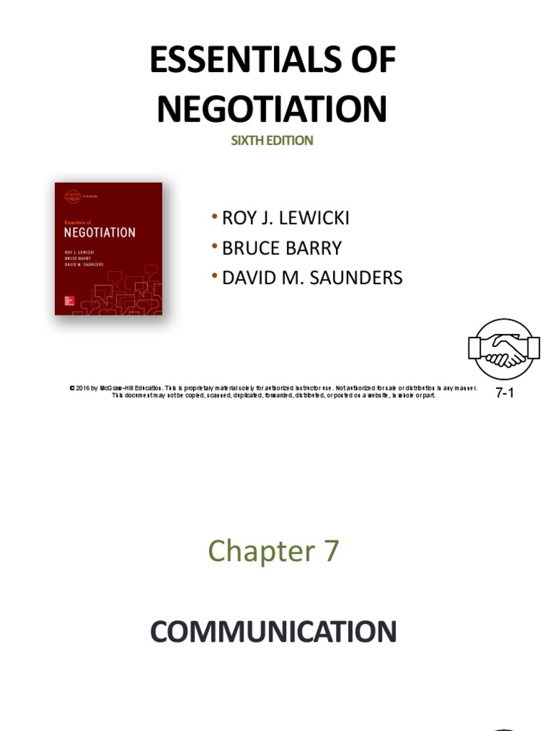 Essentials of Negotiation: Roy J. Lewicki Bruce Barry David M. Saunders ...