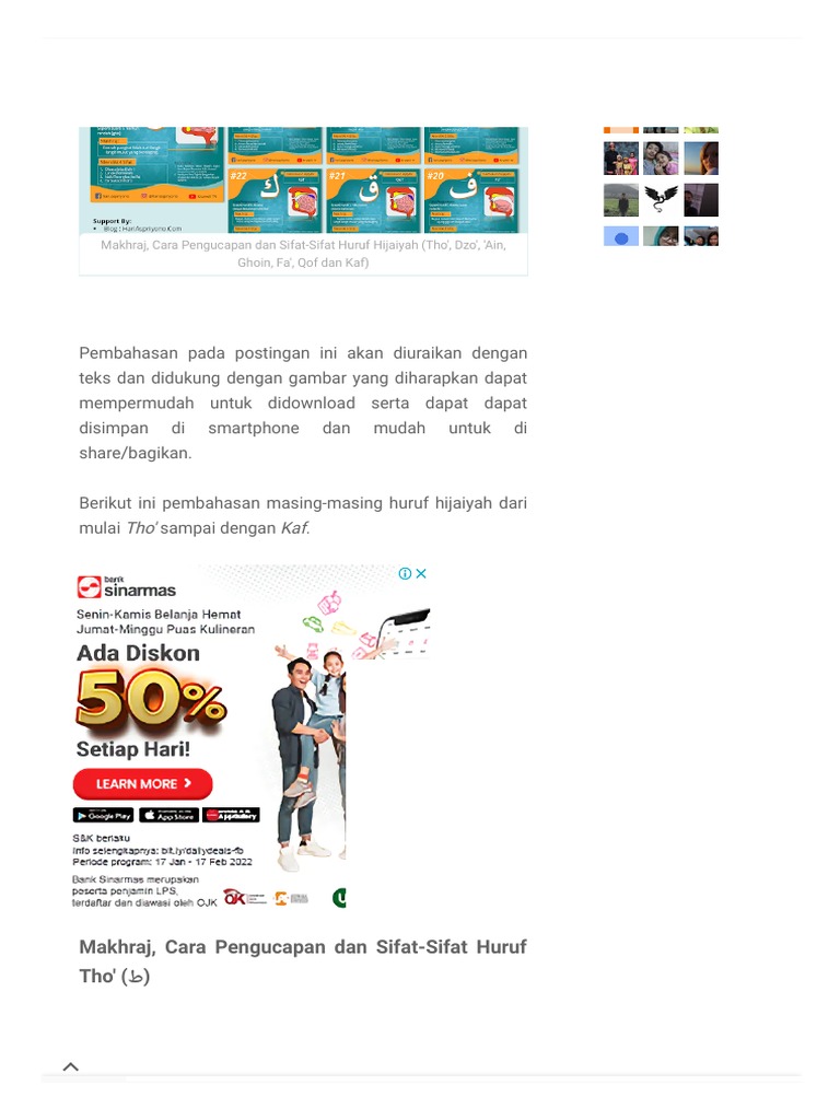 Makhraj, Cara Pengucapan Dan Sifat-Sifat Huruf Hijaiyah (Tho', Dzo', 'Ain, Ghoin, Fa', Qof Dan ...