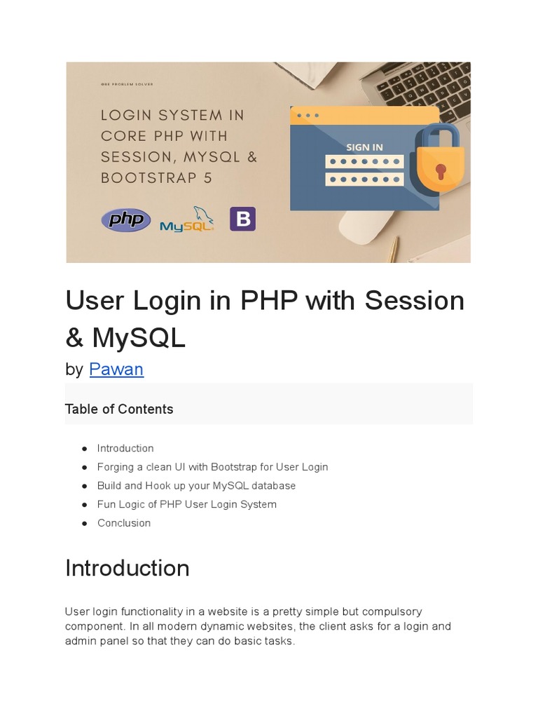 User Login In Php With Session And Mysql Pdf Pdf Php Databases