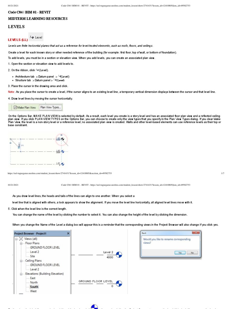 Levels: Midterm Learning Resources | PDF | Autodesk Revit | Computer Aided Design