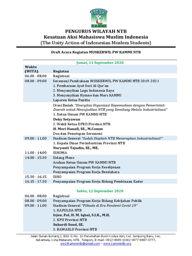 Draft Acara MUSKERWIL | PDF