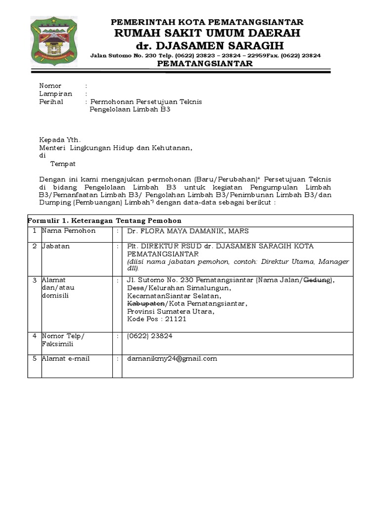 Format Surat Permohonan Persetujuan Teknis | PDF