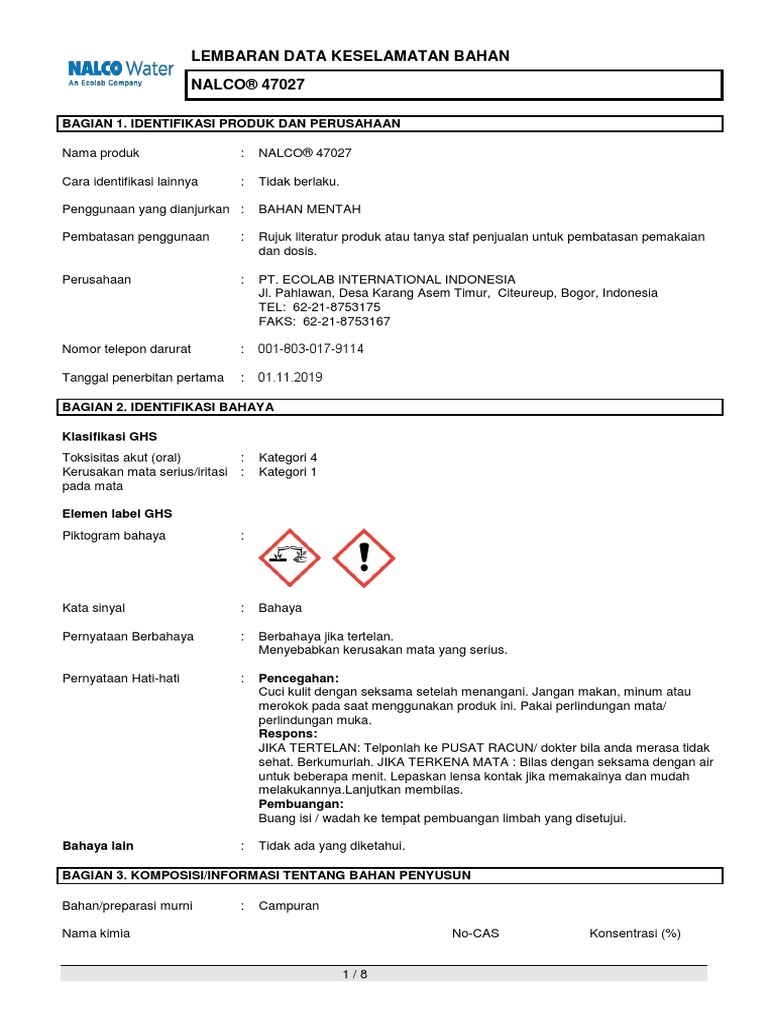 MSDS N 47027 Idn | PDF