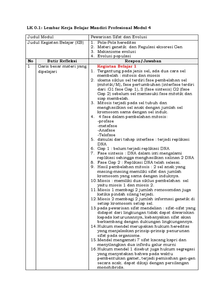 LK - 4 Pewarisan Sifat Dan Evolusi | PDF