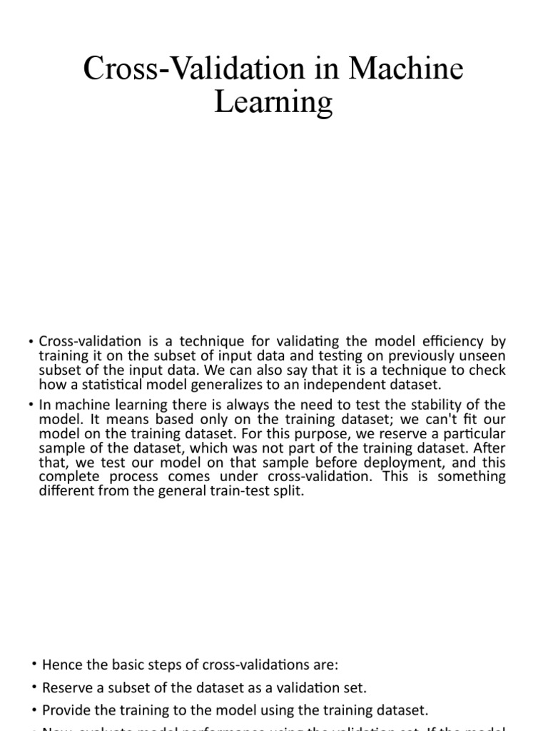 Cross Validation In Machine Learning Pdf Cross Validation