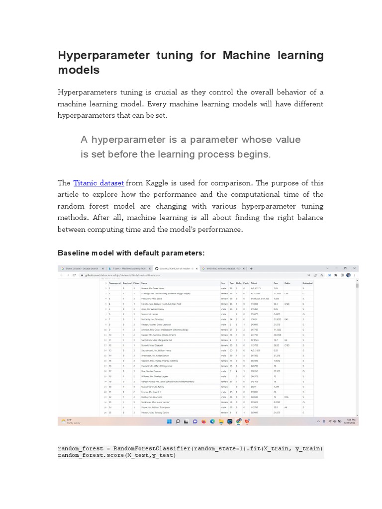 Hyperparameter Tuning for Machine Learning Models | PDF | Cross Validation (Statistics ...