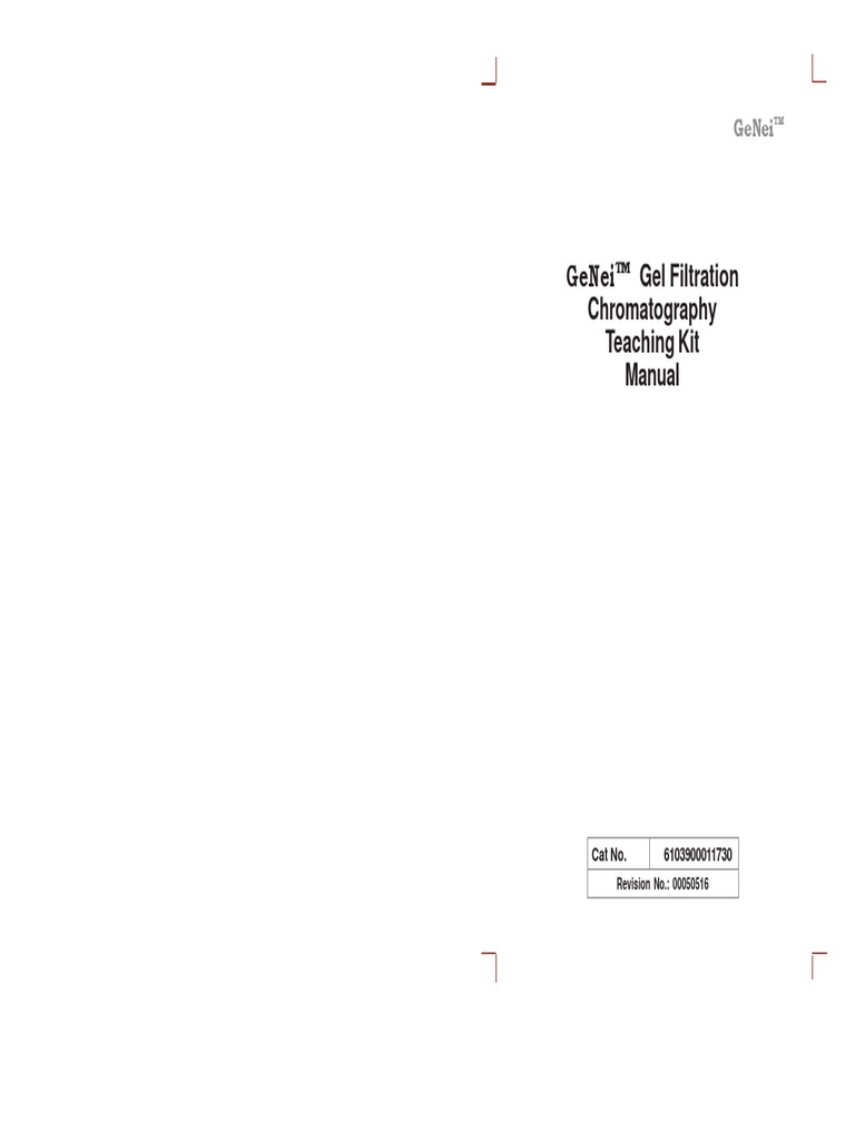 Genei: Gel Filtration Chromatography Teaching Kit Manual | PDF ...