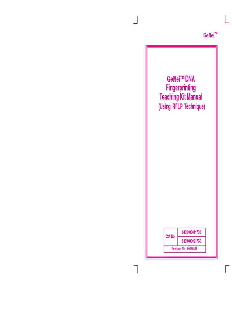Genei Dna Fingerprinting Teaching Kit Manual | PDF | Agarose Gel ...
