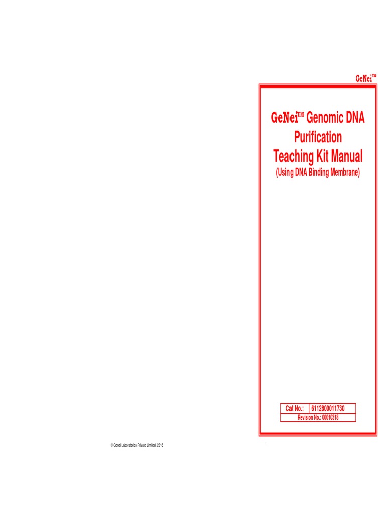 KT128 GeNei™ Genomic DNA Purification Teaching Kit From Bacteria (DNA ...