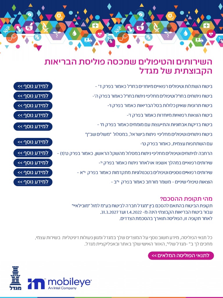 Migdal - Mobileye Health Insurance Covers | PDF