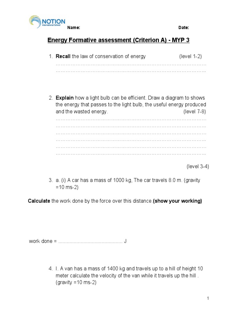 2nd Formative Criterion A - Energy | PDF | Metrology | Physical Quantities