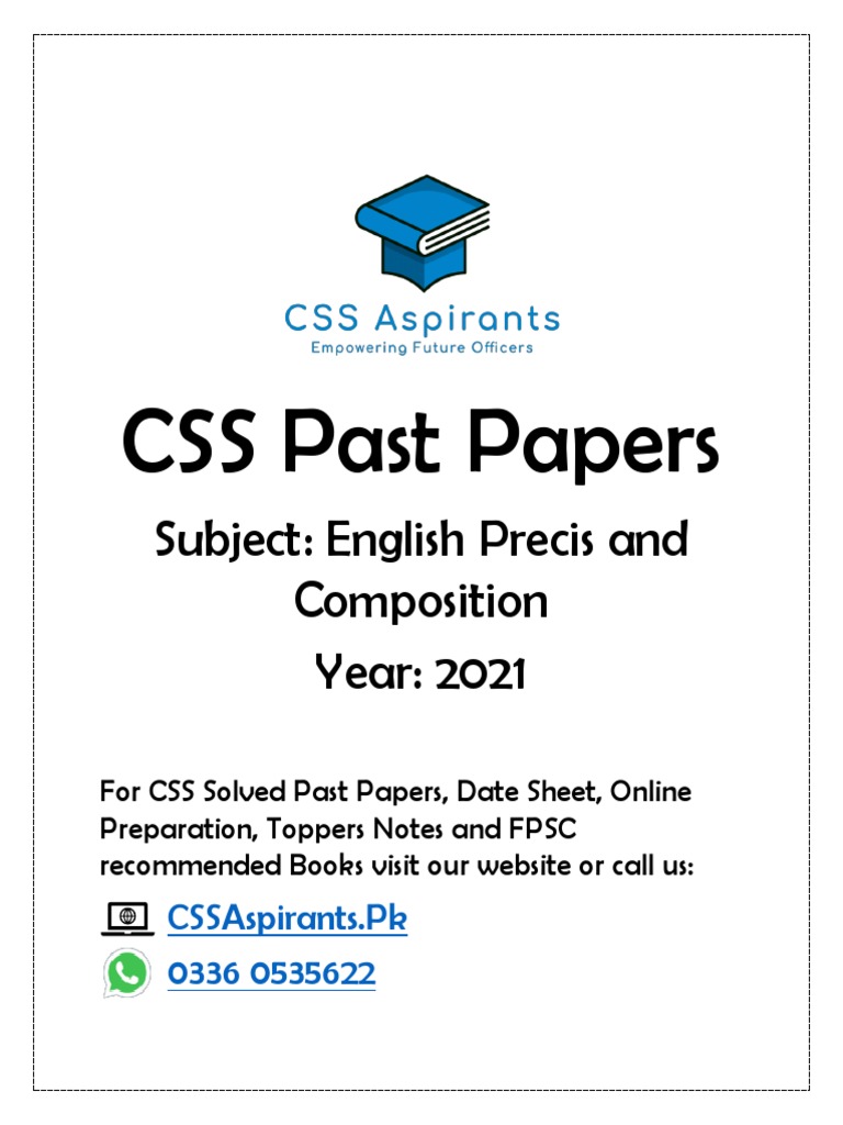 CSS Past Papers: Subject: English Precis and Composition Year: 2021 | PDF