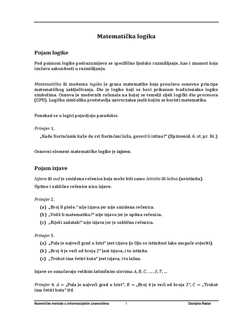 Matematicka Logika | PDF