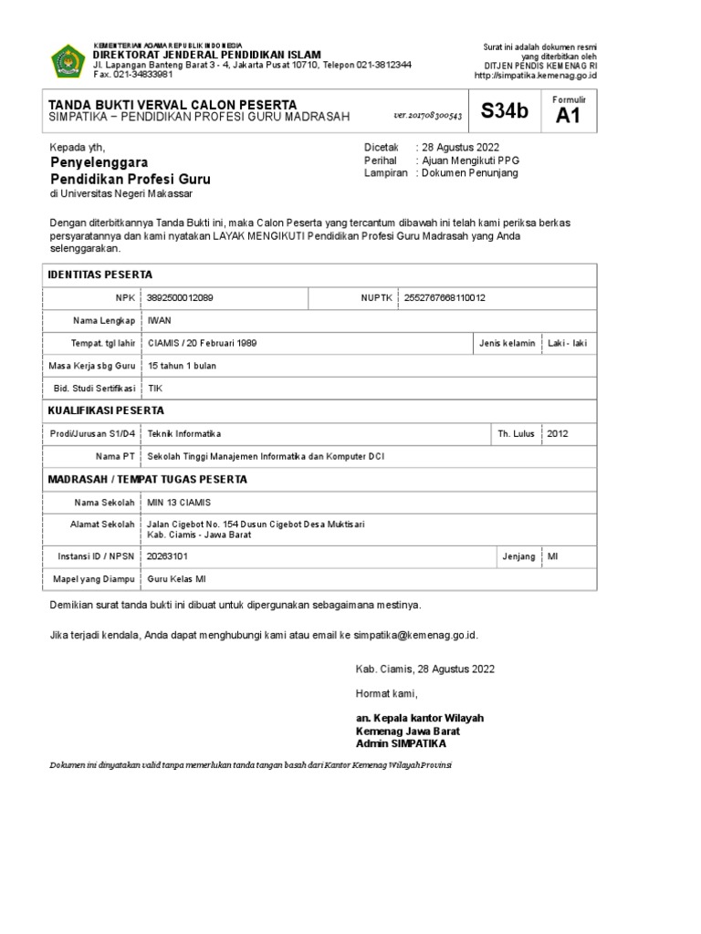 S34b Formulir A1 | PDF