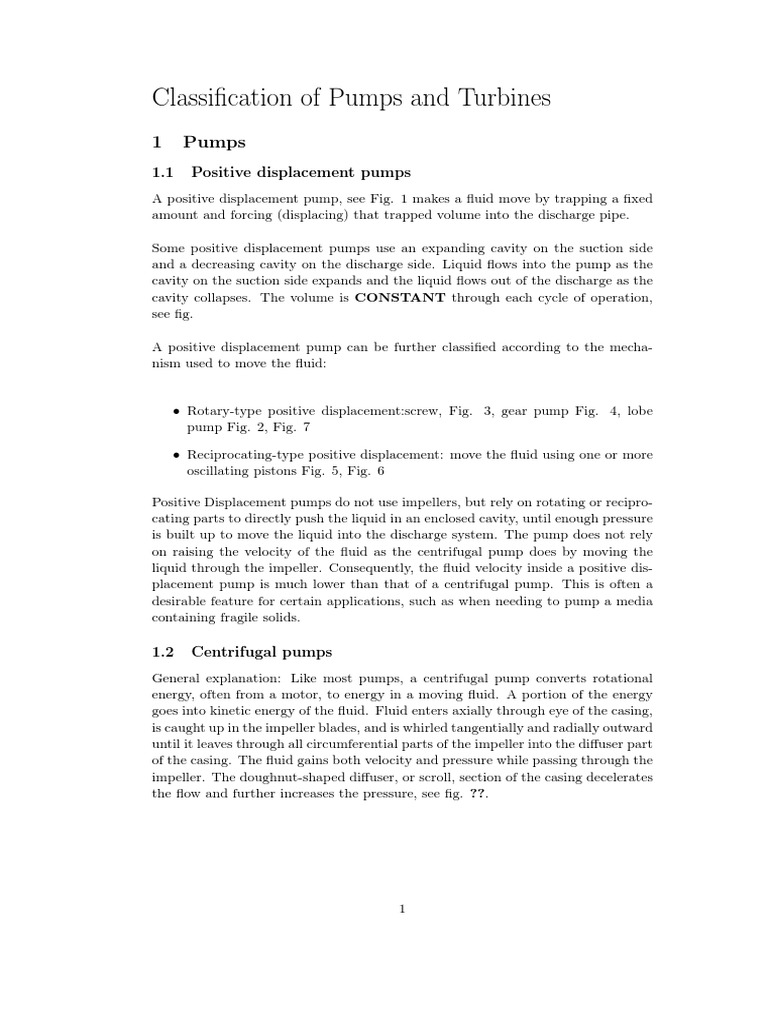 Classification of Pumps and Turbines | Download Free PDF | Pump | Pressure