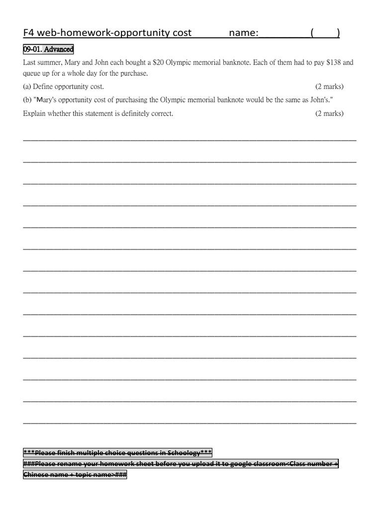 Opportunity Cost - Exercise | PDF