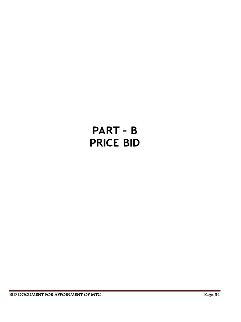 Part - B Price Bid: Bid Document For Appoinment of MTC | Download Free ...
