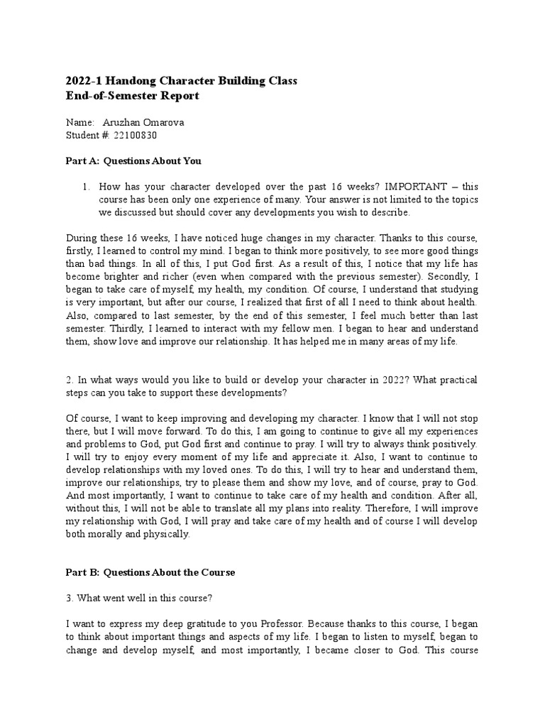 CB EOS Report (Template)1 | PDF | Gratitude | Cognitive Science