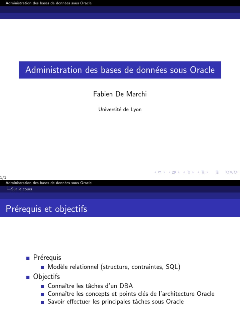 Cours Admin Oracle | PDF | Bases de données | Base de données Oracle