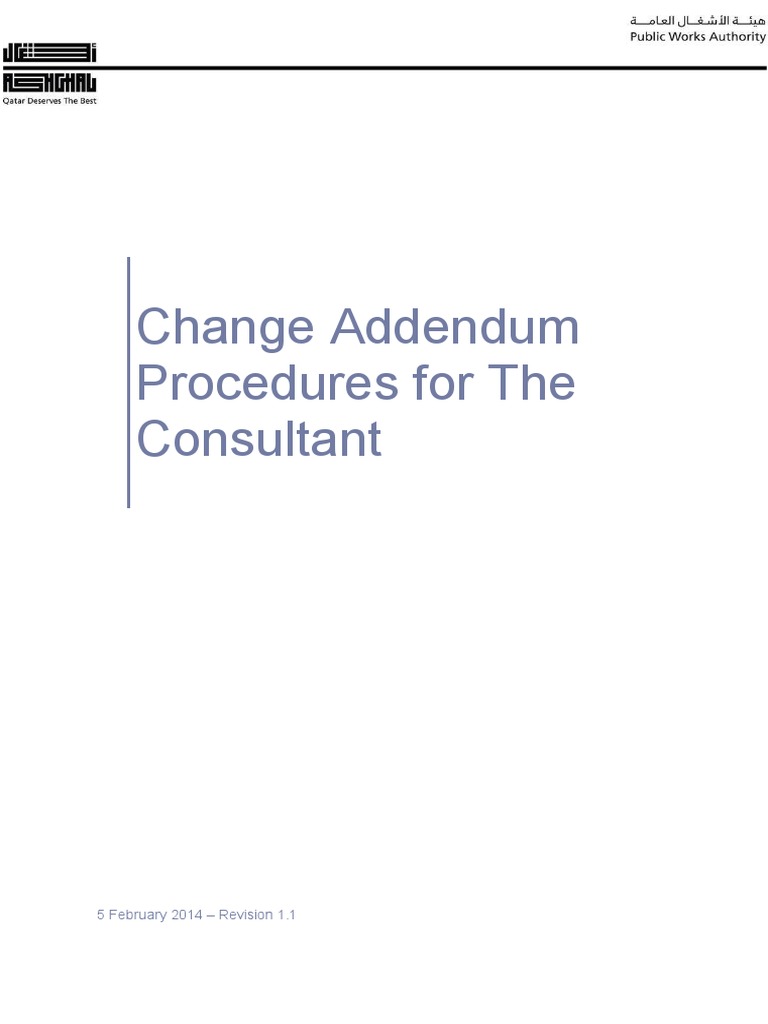 Change Addendum Procedures For The Consultant | PDF | Addendum | United ...